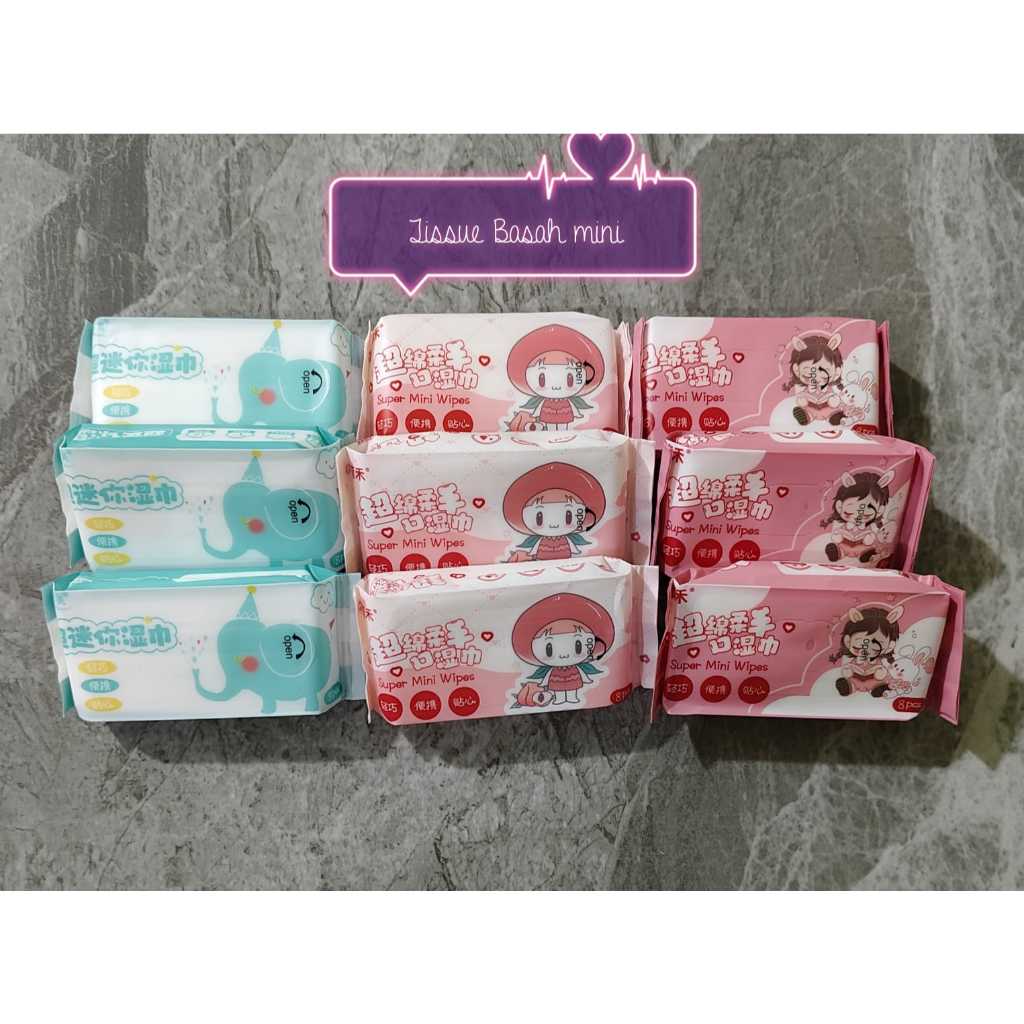 Jual Tissue Basah Mini Karakter 1 Pack Isi 8 Pcs | Tisu Basah Travel ...