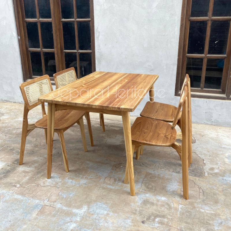 Jual Set Kursi Meja Makan Cafe Vintage Minimalis Kayu Jati TPK | Shopee Indonesia