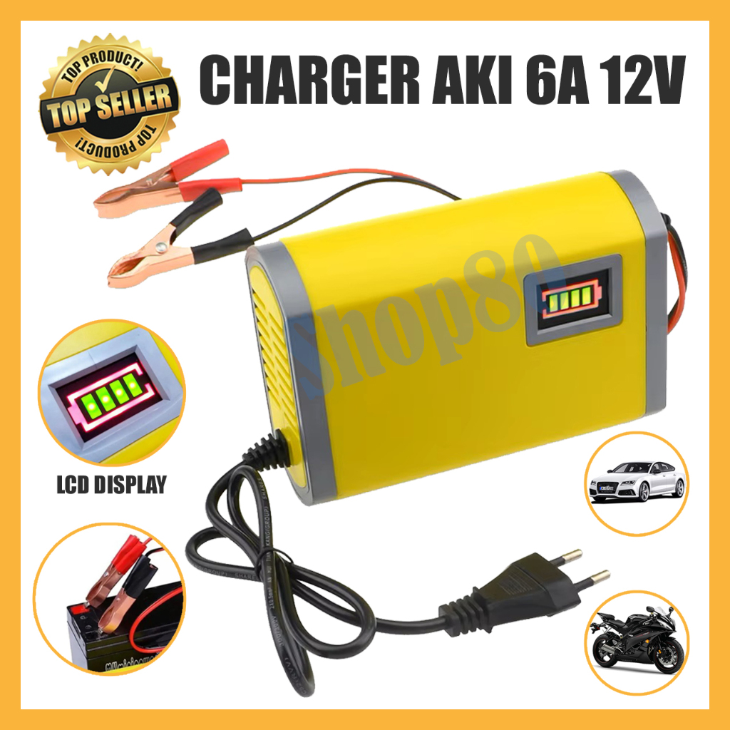 Jual Charger Aki 6A 12V Cas Accu Sepeda Motor Mobil Alat Casan Portable ...