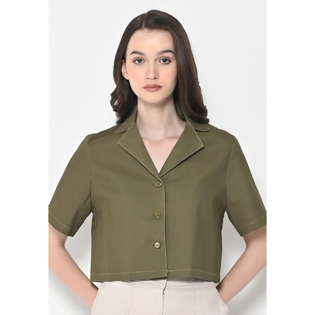 Jual L^More New Crop Top Casual - 244E Army | Shopee Indonesia