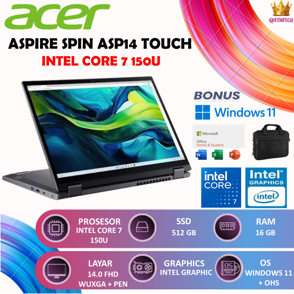 Jual Laptop Flip Acer Aspire Spin ASP14 Touch Intel Core 7 150U 16GB ...