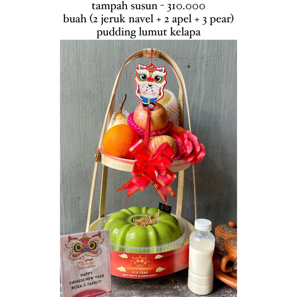 Jual Tampah Susun Buah + Pudding Lumut Kelapa / Coklat - Hampers Imlek ...
