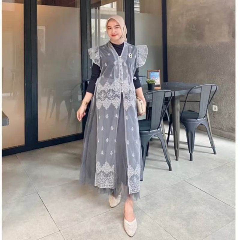 Jual (COD) long vest olla outer brukat etnik mewah | Shopee Indonesia