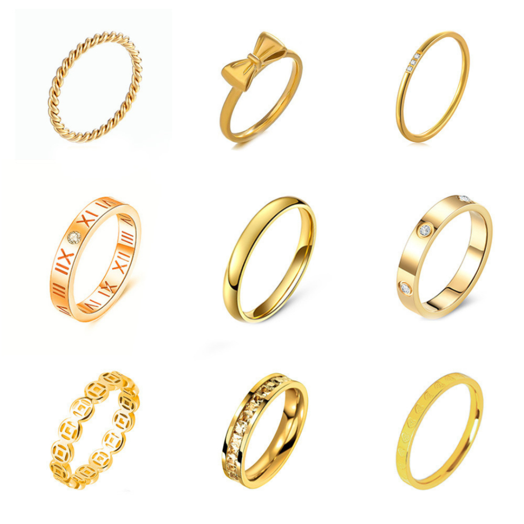 Jual CSL Cincin Titanium Wanita Berlian Emas 18K Anti Karat Cantik ...