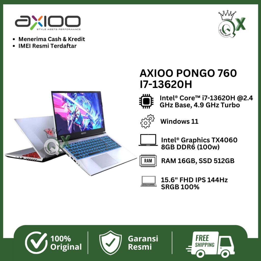 Jual LAPTOP AXIOO PONGO 760 GREY CORE I7-13620H, RAM 16GB, SSD 512GB ...