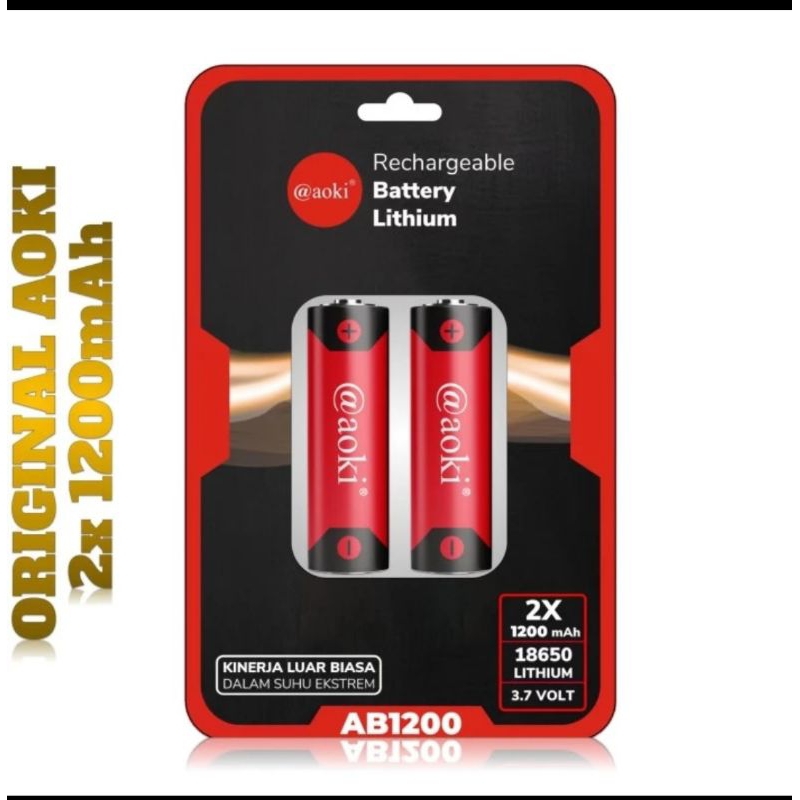 Jual Baterai Lithium AOKI 18650 1200mAh Asli Full Original Aoki Parts ...