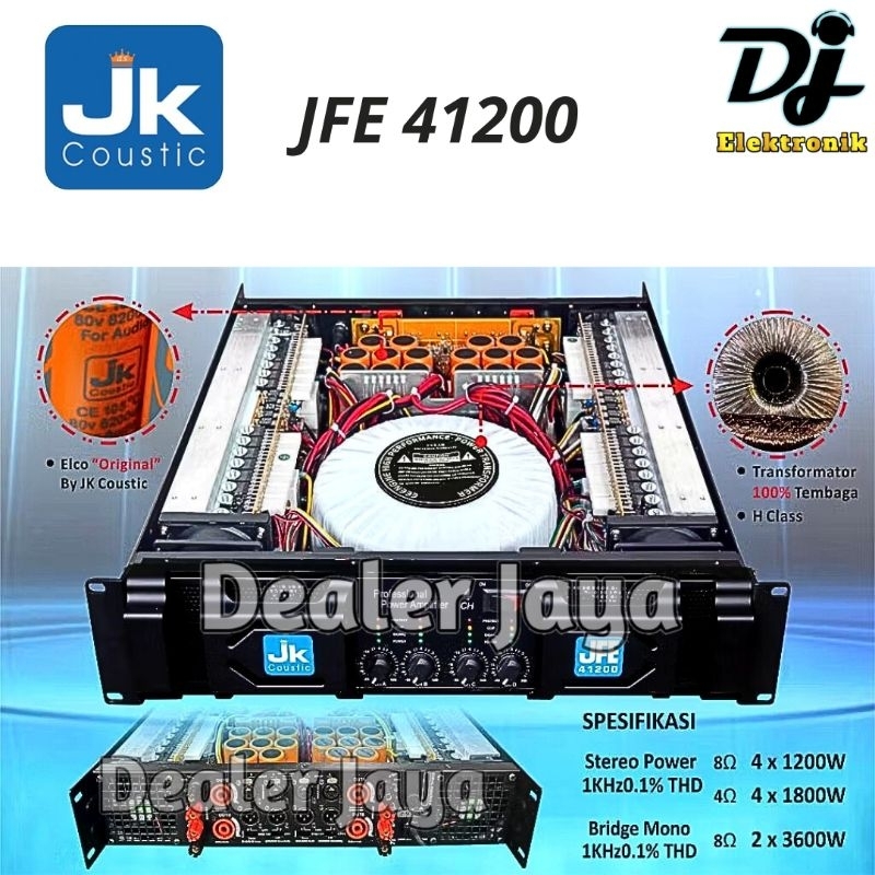 Jual Power Amplifier JK Coustic JFE 41200 / JFE41200 - 4 channel | Shopee Indonesia