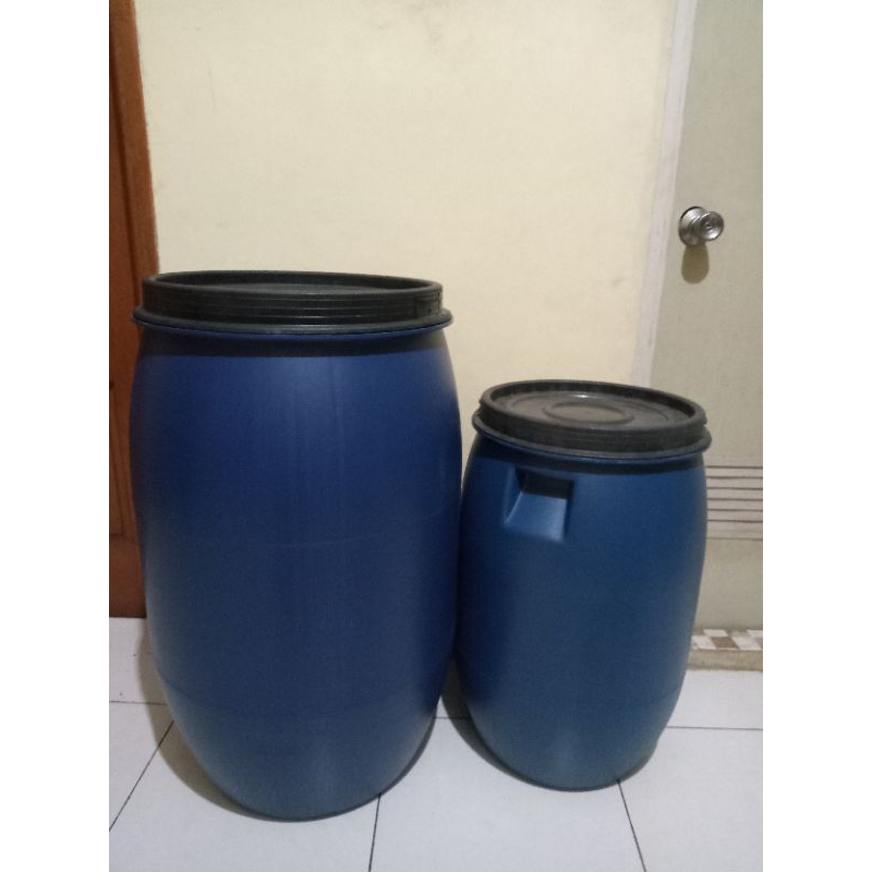 Jual Tong Sampah Drum Air Plastik Biru Tebal Tutup Hitam 60L 120L | Shopee Indonesia