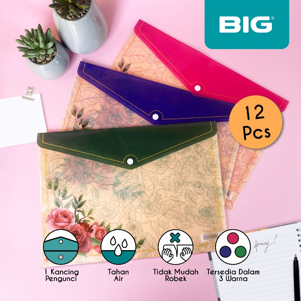 Jual PROMO 12 Pcs BIG Map Kancing 1 Rose Motif Bunga Mawar/ Map Dokumen ...