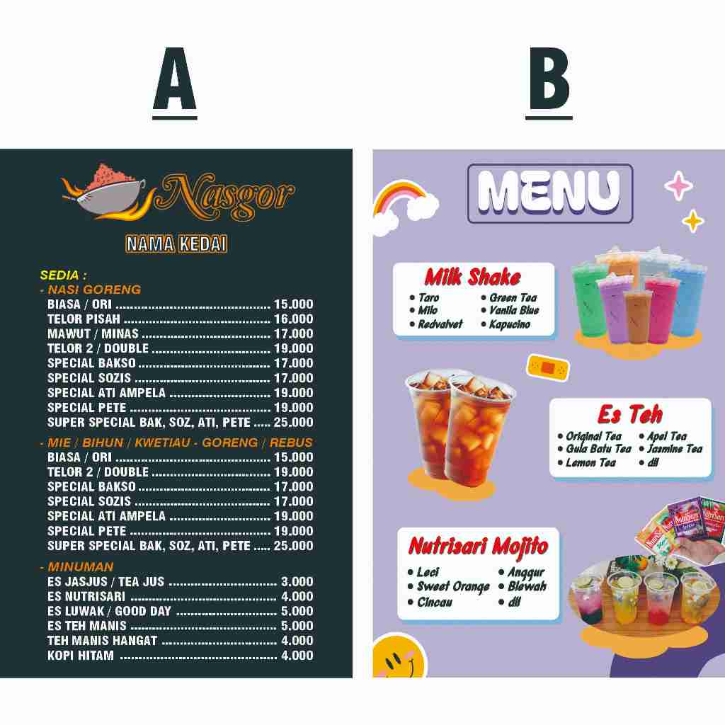 Jual STIKER MENU JUALAN MAKANAN + LAMINASI.GLOSY ( DIJUAL PER PCS ...