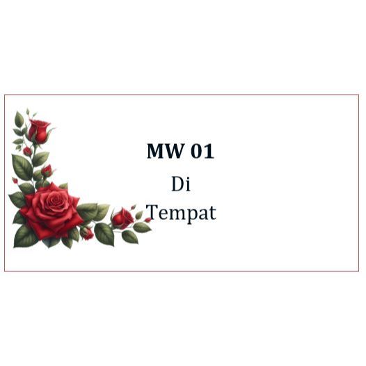 Jual Cetak Label Nama Undangan 103 Proses Cepat Motif Bunga Merah Mawar ...