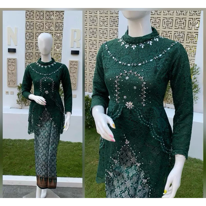 Jual Kebaya Tunik Fiona Free Hijab/Kebaya Brokat Tunik Fiona Rok ...