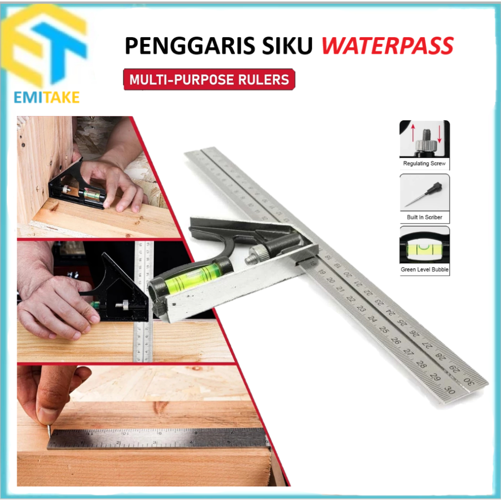 Jual Penggaris Siku Tukang Multifungsi Penggaris Siku L Waterpass ...