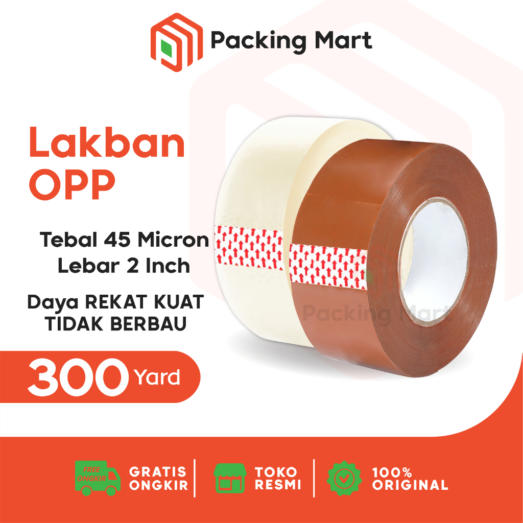 Jual Lakban Bening Dan Coklat OPP Isolasi Selotip 45 mm x 300 Yard | Shopee Indonesia