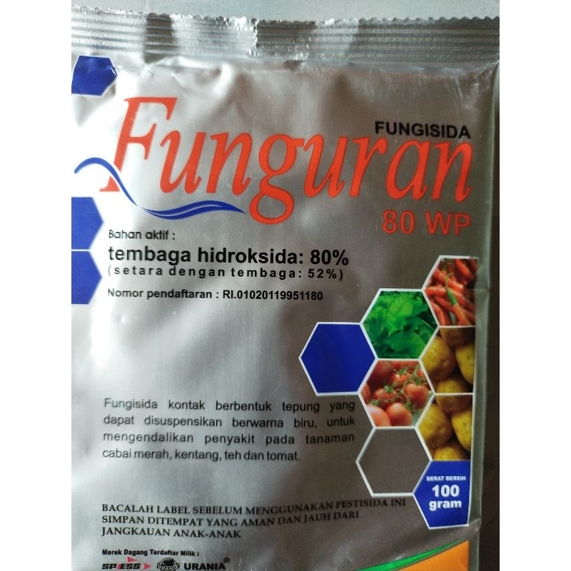 Jual Funguran 80 WP 100 gram, Fungisida Tembaga hidroksida, untuk ...