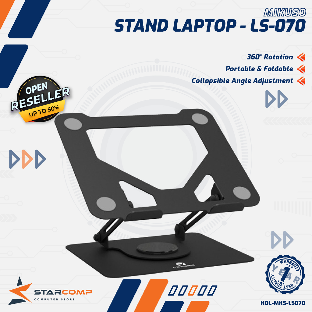 Jual Mikuso LS-070 Laptop Stand Portable Foldable 360° Rotation Aluminum | Shopee Indonesia