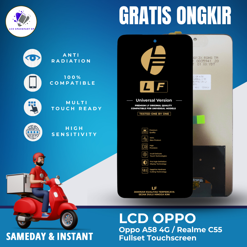Jual LCD OPPO A58 4G / REALME C55 FULLSET TOUCHSCREEN | Shopee Indonesia