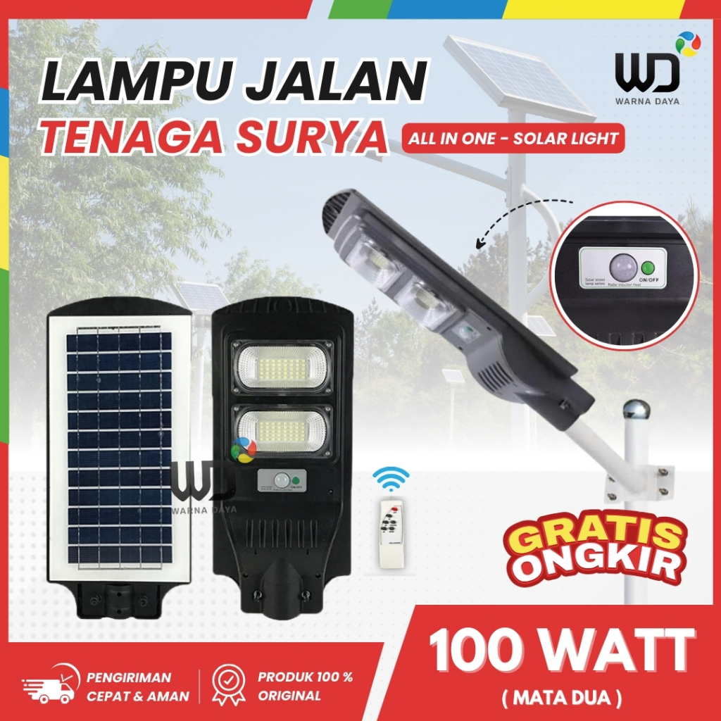 Jual Lampu Jalan PJU LED Solar Cell 100W Panel Surya Sorot 100 WATT ...