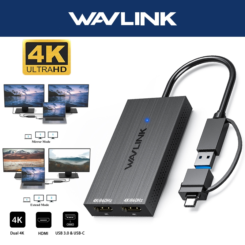 Jual WAVLINK DisplayLink Dual 4K@60Hz HDMI Hub 1 IN 2 Out HDMI Adapter ...