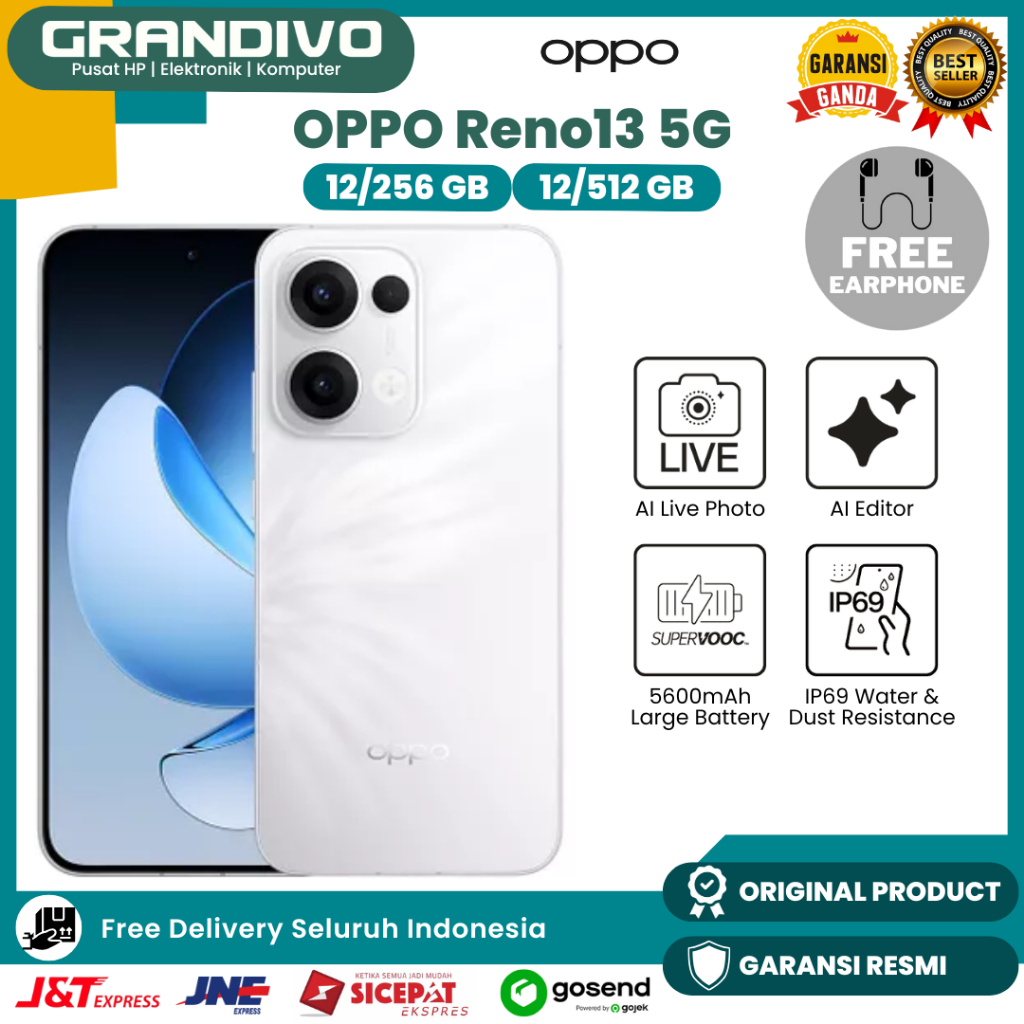 Jual OPPO Reno 13 5G 12/512 Dimesnity 8350 4nm FHD+ 120Hz IP69 AI LivePhoto 50MP Ultra Wide ...