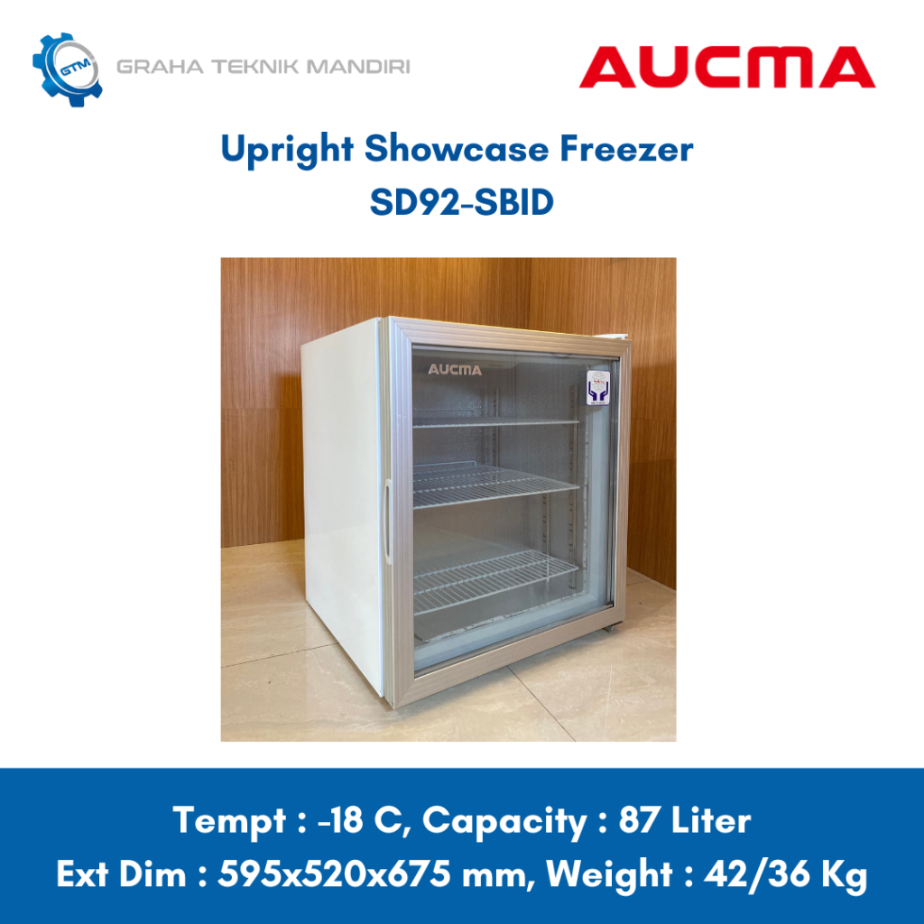 Jual Aucma Upright Showcase Glass Door 87 Liter SD92-SBID | Shopee ...