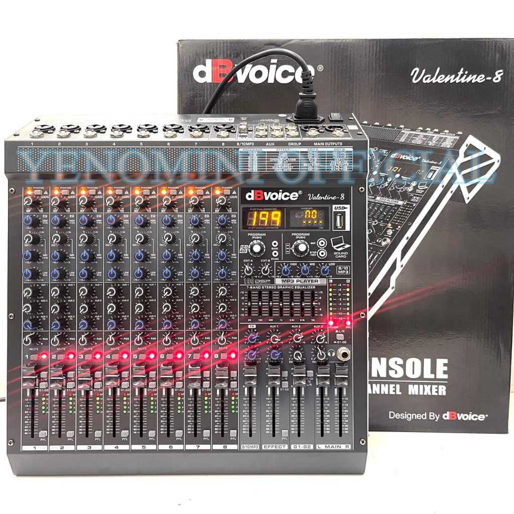 Jual Mixer Audio DbVoice Valentine 8 8channel 199dsp Original Mixer DB ...