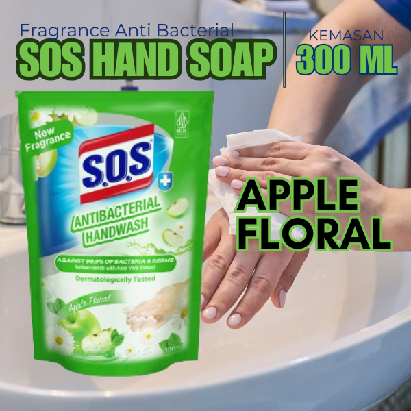 Jual Sos Hand Soap Fragrance & Anti Bacterial Apple 300ml (refill ...