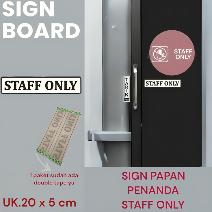 Jual plat sign label papan tulisan STAFF ONLY sign board papan STAFF ...