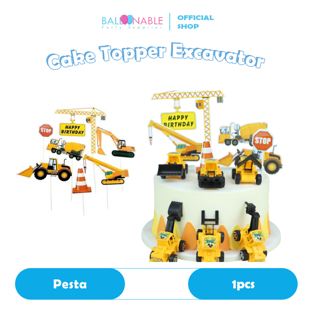 Jual Cake Topper Happy Birthday Excavator | Shopee Indonesia