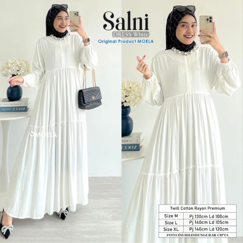 Jual Salni Dress White Original Product Moela | Shopee Indonesia