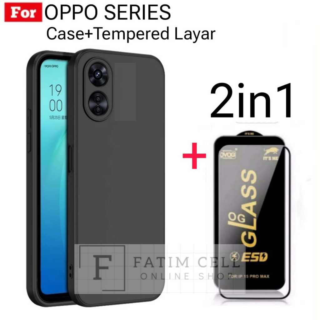 Jual Paket 2in1 Oppo A18 Case Pro Camera + Tempered Glass Anti Static ...