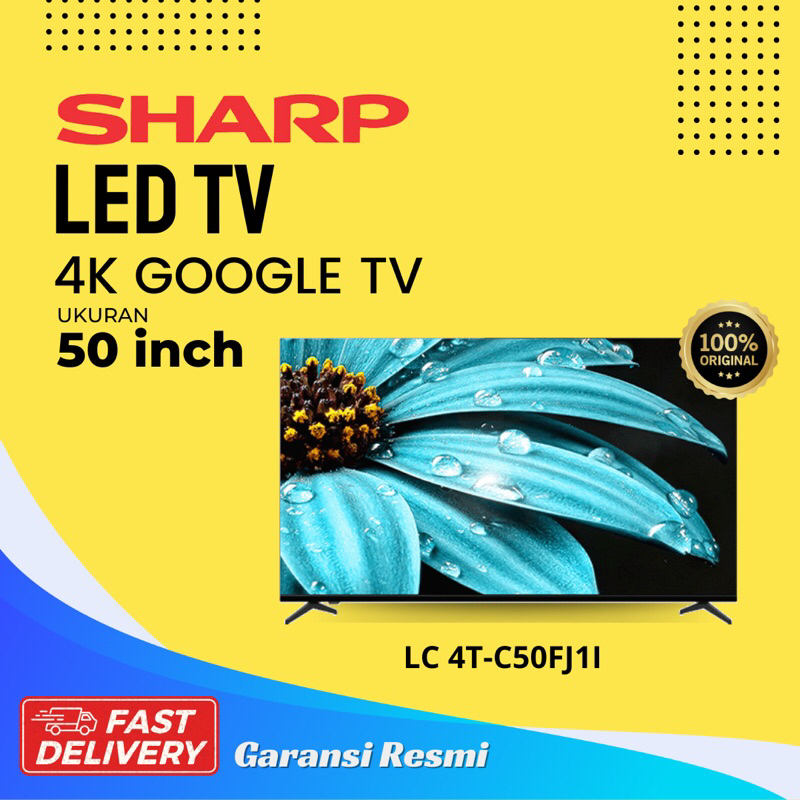 Jual LED GOOGLE TV SHARP 4T-C50FJ1i SMART GOOGLE TV 50 INCH 4K UHD FRAMELESS | Shopee Indonesia