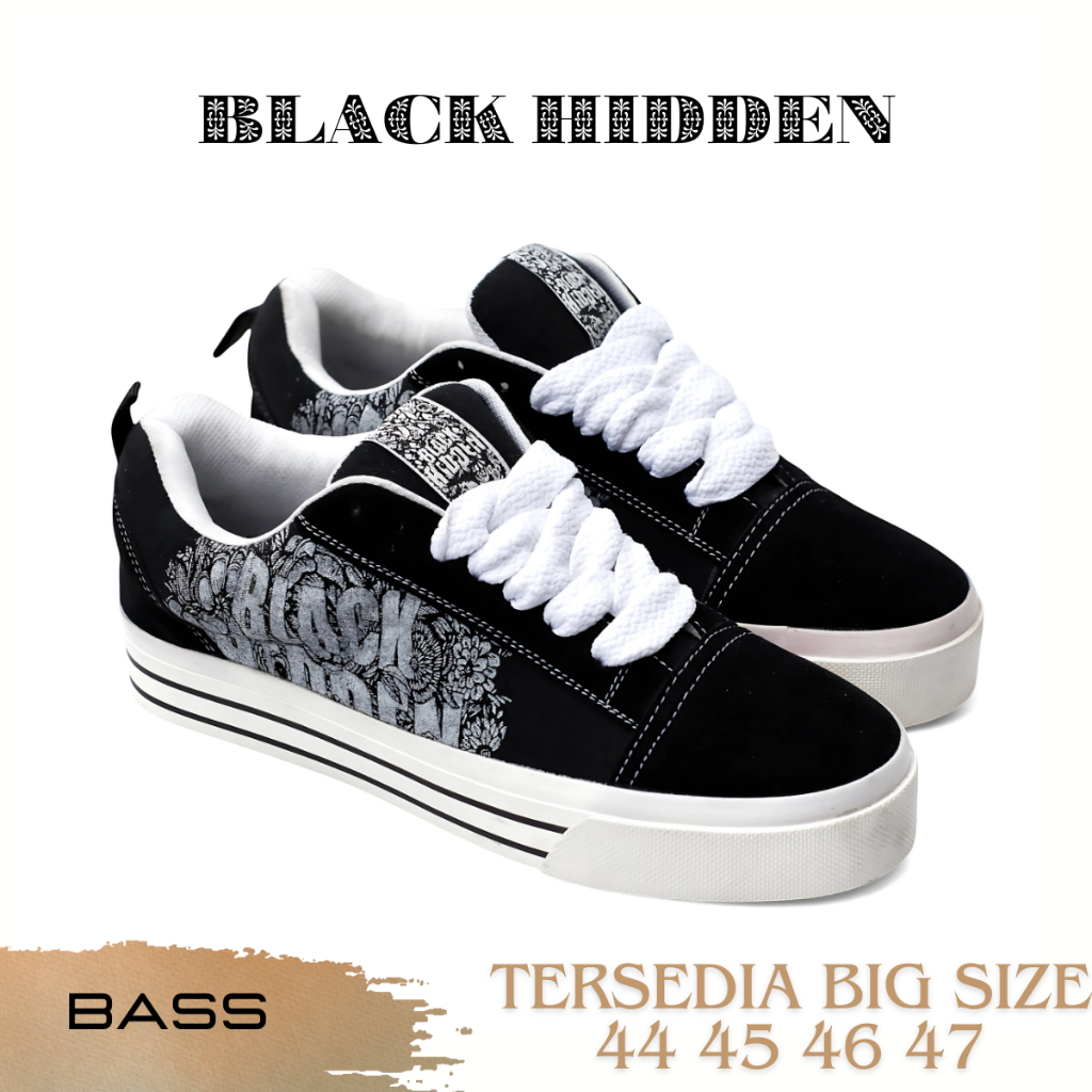 Jual Black Hidden Bass - Sepatu Sneakers Pria Model Skena Gemuk Warna ...