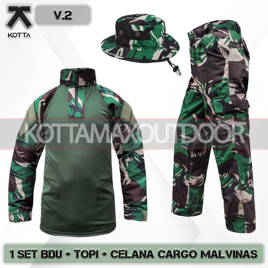 Jual SATU SET SETELAN BAJU KAOS BDU TACTICAL COMBAT TOPI CELANA PDL PANJANG CARGO LORENG TNI ...