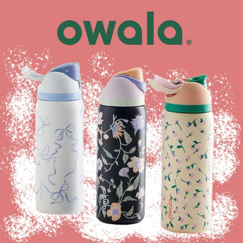 Jual Owala Tied And True Blue Bows 32 oz (945ML) Water Bottle Freesip ...