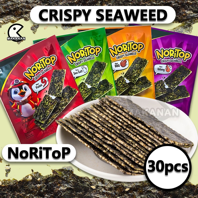 Jual COD Noritop Crispy Seaweed 30pcs snack RumputLaut Halal Nori ...