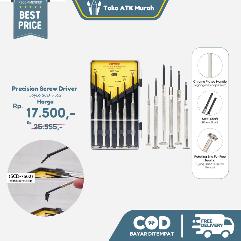 Jual Precision Screwdriver Set Obeng Presisi Joyko SCD-7502 with Magnet 1 Set 6 Pcs | Shopee ...