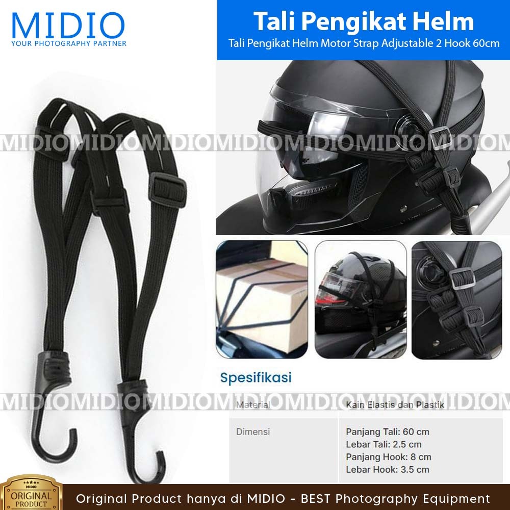 Jual Tali Pengikat Helm Motor Strap Adjustable 2 Hook 60cm | Shopee Indonesia