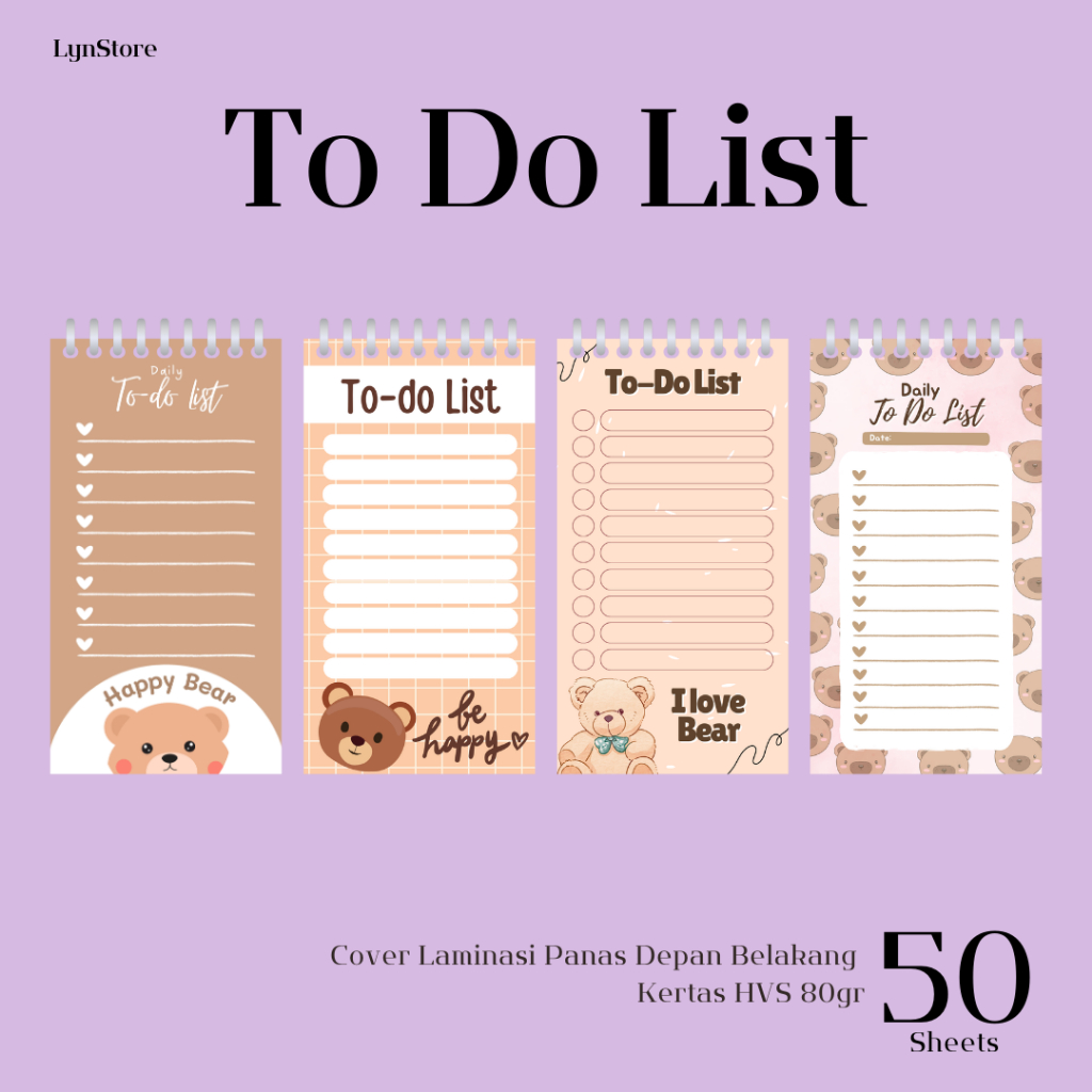 Jual (LS_TDL002) To Do List Gambar Koleksi Beruang Lucu Ukuran 8X15 CM ...