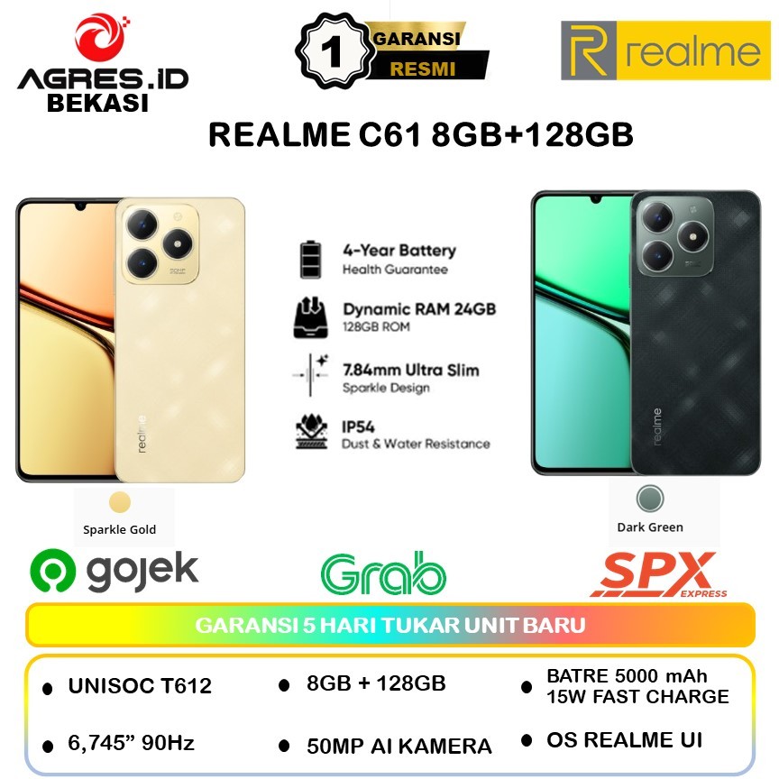 Jual REALME C61 RAM 8GB + 128GB 90Hz Eye Comfort Display 5000mAh Massive Battery Garansi Resmi ...