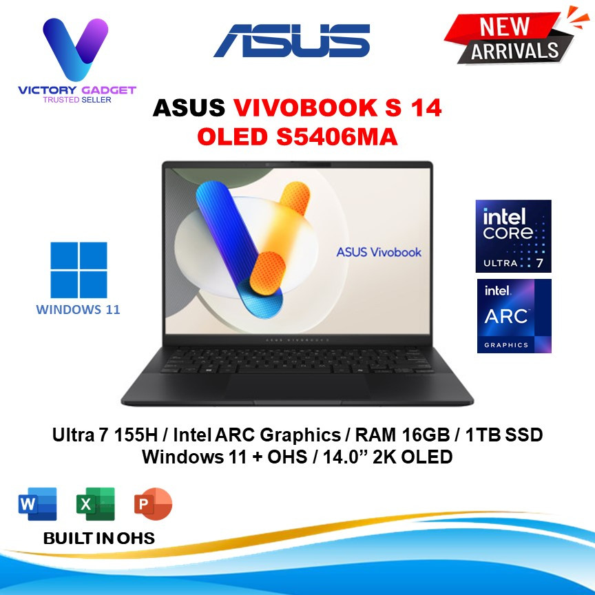 Jual ASUS Vivobook S14 Oled S5406MA Ultra 7 155H Ram 16GB 1TB SSD W11 ...