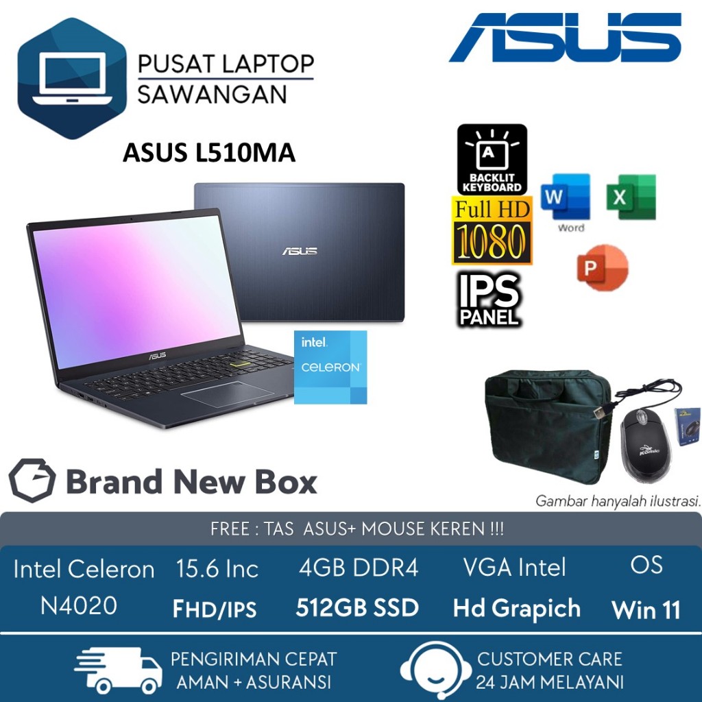 Jual Laptop ASUS L510MA Intel N4020 4GB 512GB SSD 15.6 FHD BL Win11 ...