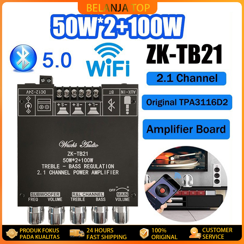 Jual ZK-TB21 ZK-MT21 ZK-502MT TPA3116D2 Bluetooth 5.0 Penguat Subwoofer Papan 50WX2+100W 2.1 ...
