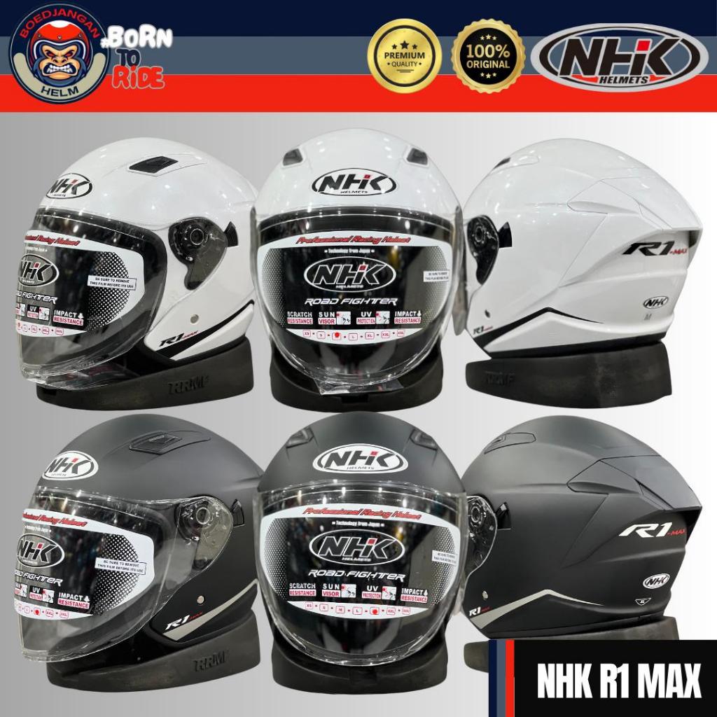 Jual Helm NHK R1 MAX SOLID BLACK,WHITE,GREYY DOF 100%ORIGINAL HELM ...