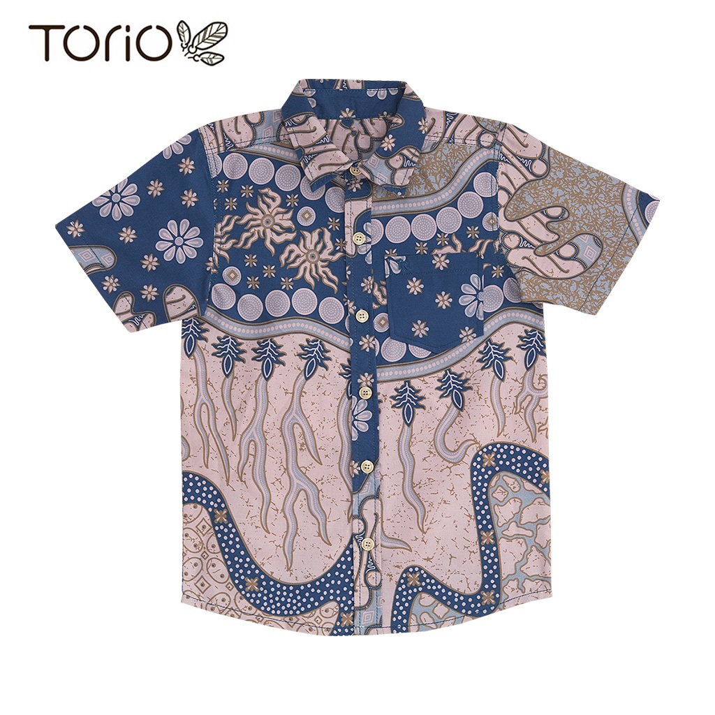 Jual TORIO Smart Blue Batik Shirt - Kemeja Batik Anak Laki-Laki ...