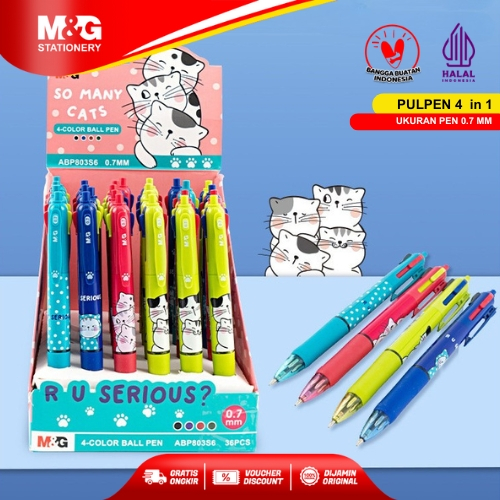 Jual M&G Pulpen Cetek 4 Warna in 1 ""SO MANY CATS"" Tinta Halus Warna ...