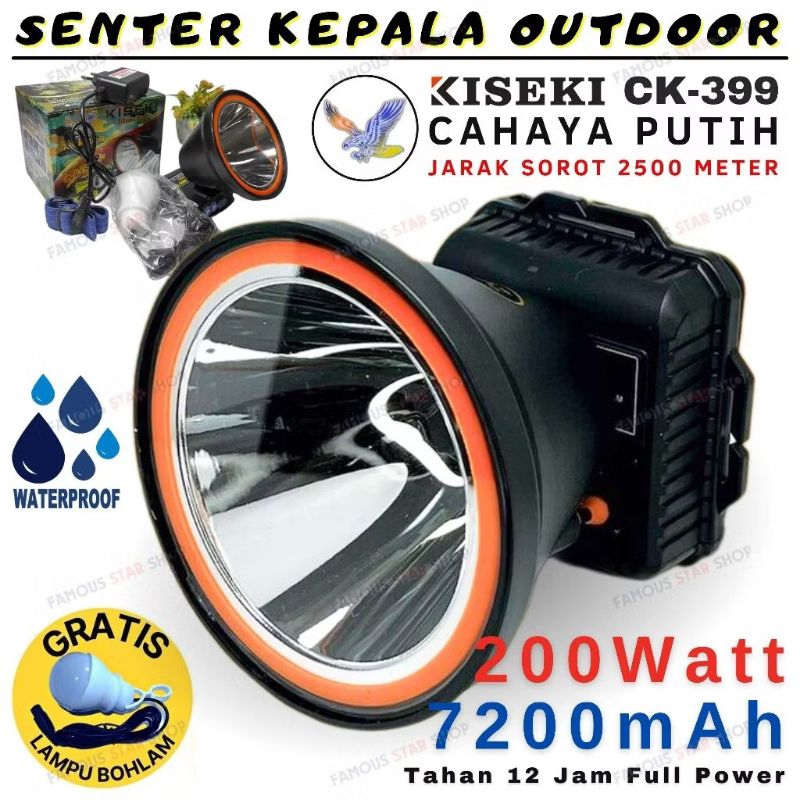 Jual HeadLamp LED Waterproof KISEKI CK-399 200 W | Senter Kepala KISEKI 200 Watt CK-399 Cahaya ...