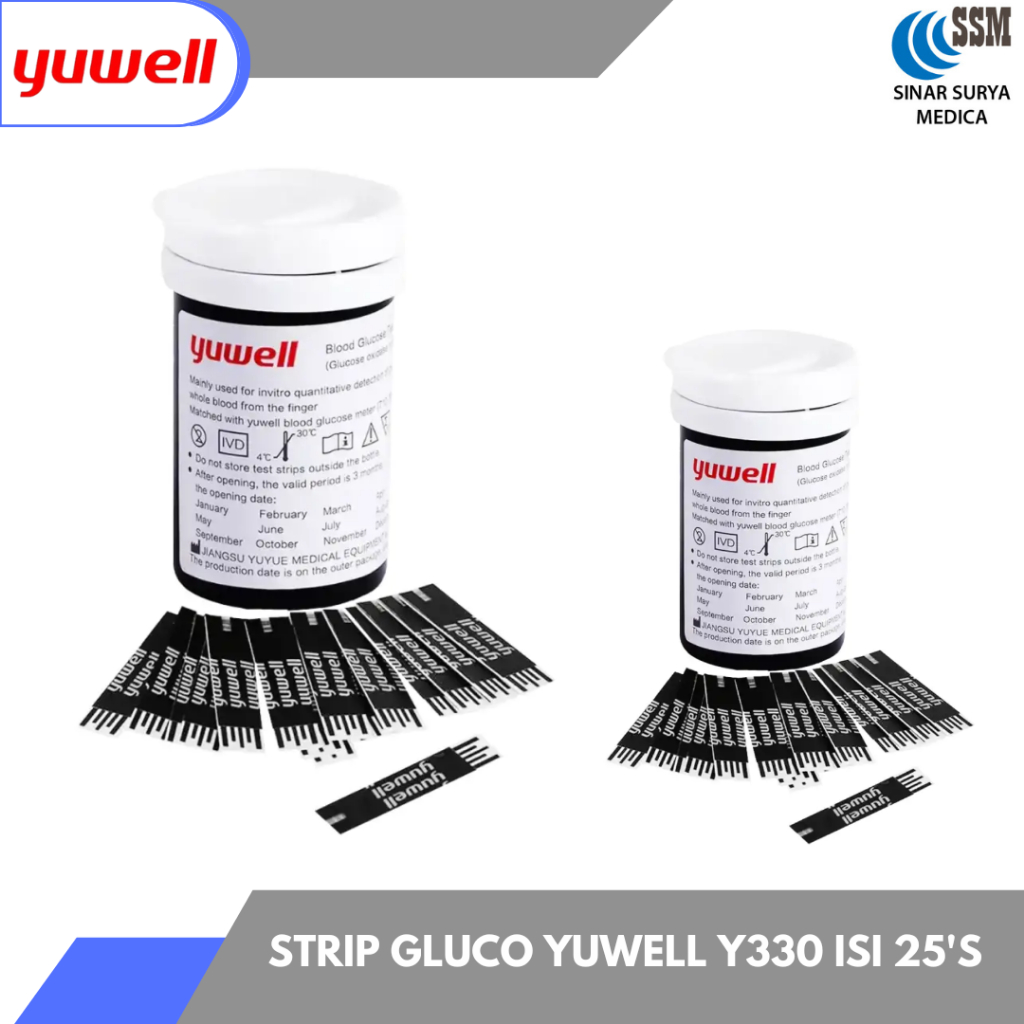 Jual Gluco Strip Yuwell Y330 isi 25s / Strip Gula Darah Yuwell / Blood ...