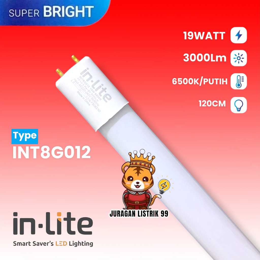 Jual INLITE - LAMPU LED TL T8 120CM 18WATT 19WATT INT8G012 /LAMPU TL/ LAMPU T8 / LAMPU GUDANG ...