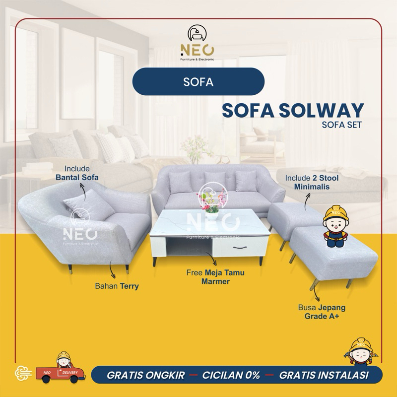 Jual NEO - SOFA SOLWAY MINIMALIST SET 31+2 STOOL KOTAK SOFA 3 SEATER SOFA SINGLE SOFA RUANG TAMU ...